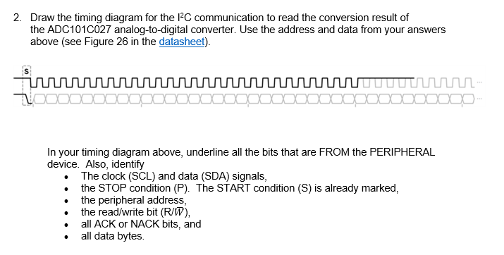 2. Draw the timing diagram for the l2C communication | Chegg.com
