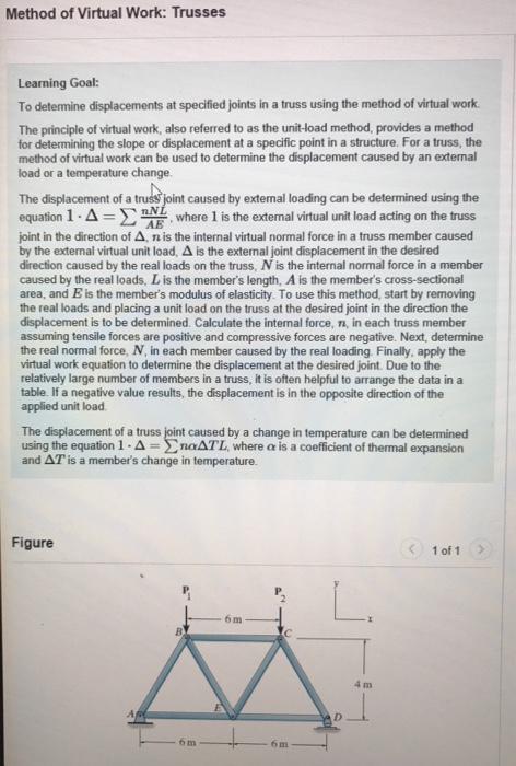 Solved Method of Virtual Work: Trusses Learning Goal: To | Chegg.com