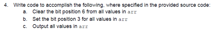 Solved Implement getbit(),setbit(), and clearbit() implement | Chegg.com