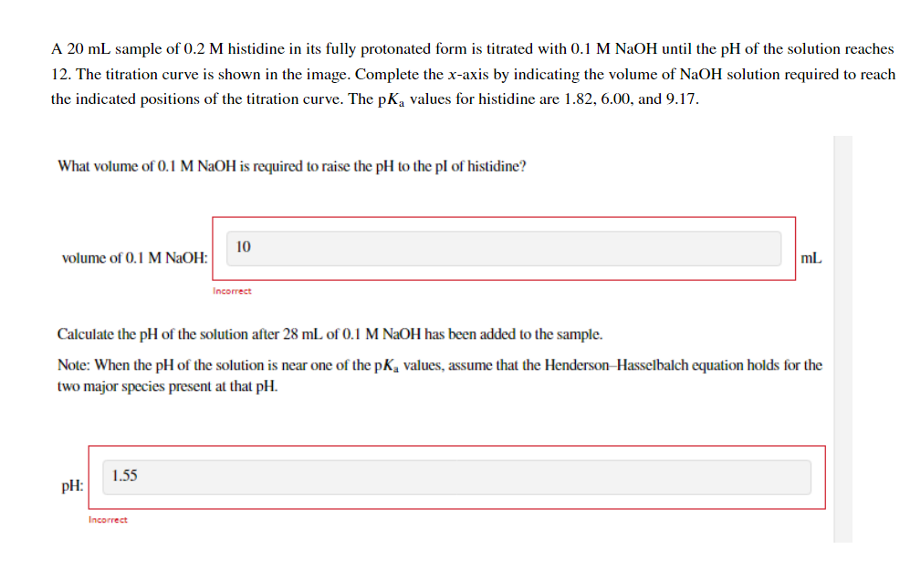 A 20 mL sample of 0.2M histidine in its fully | Chegg.com