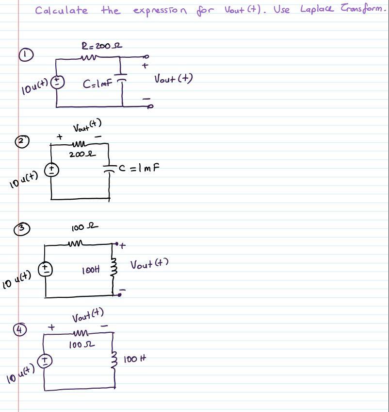 Solved Calculate the expression for Vout (+). Use Laplace | Chegg.com