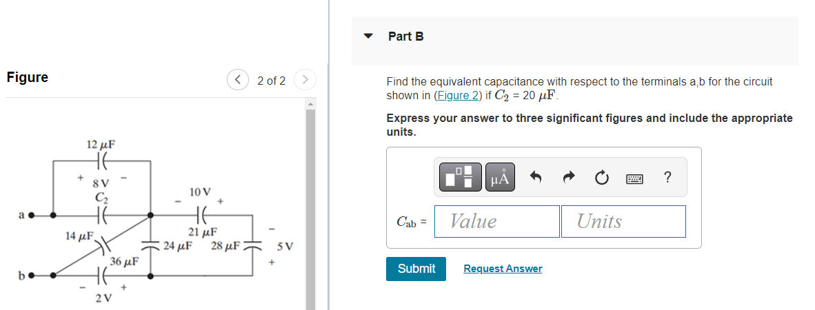Solved Find the equivalent capacitance with respect to the | Chegg.com