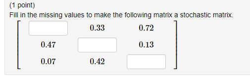 Solved (1 point) Fill in the missing values to make the | Chegg.com