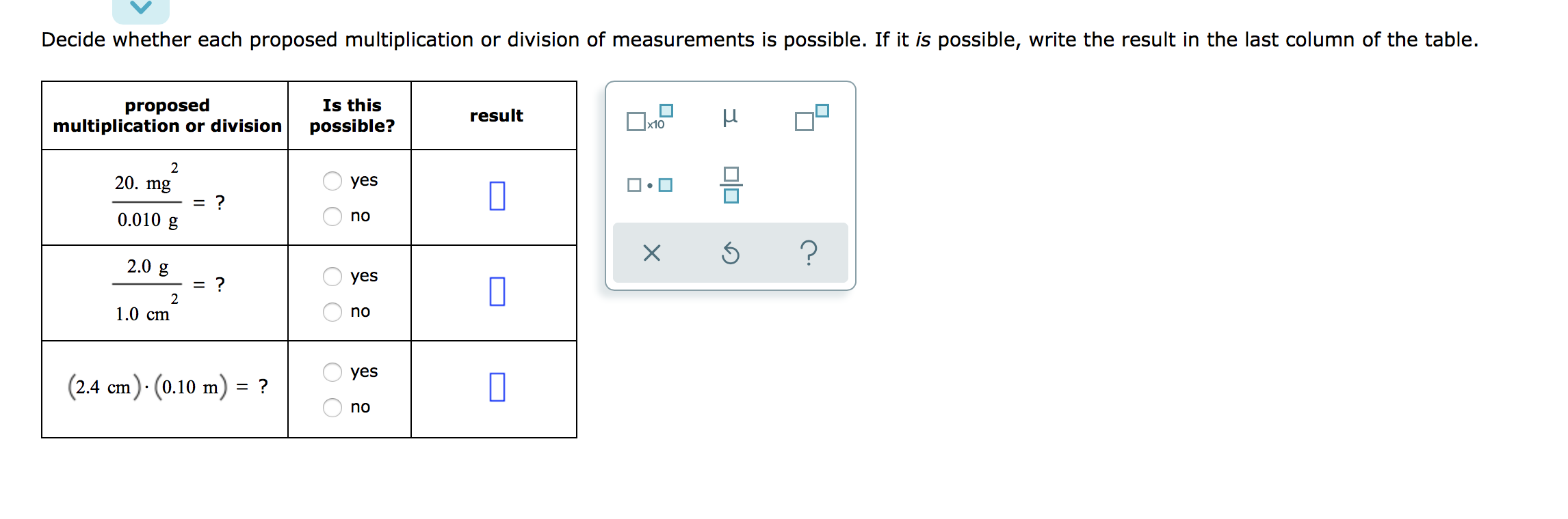Solved Decide whether each proposed multiplication or | Chegg.com