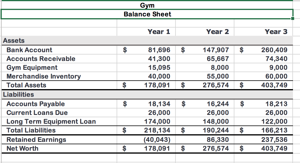 Gym Information Profit and Loss Statement 2017 2018 | Chegg.com