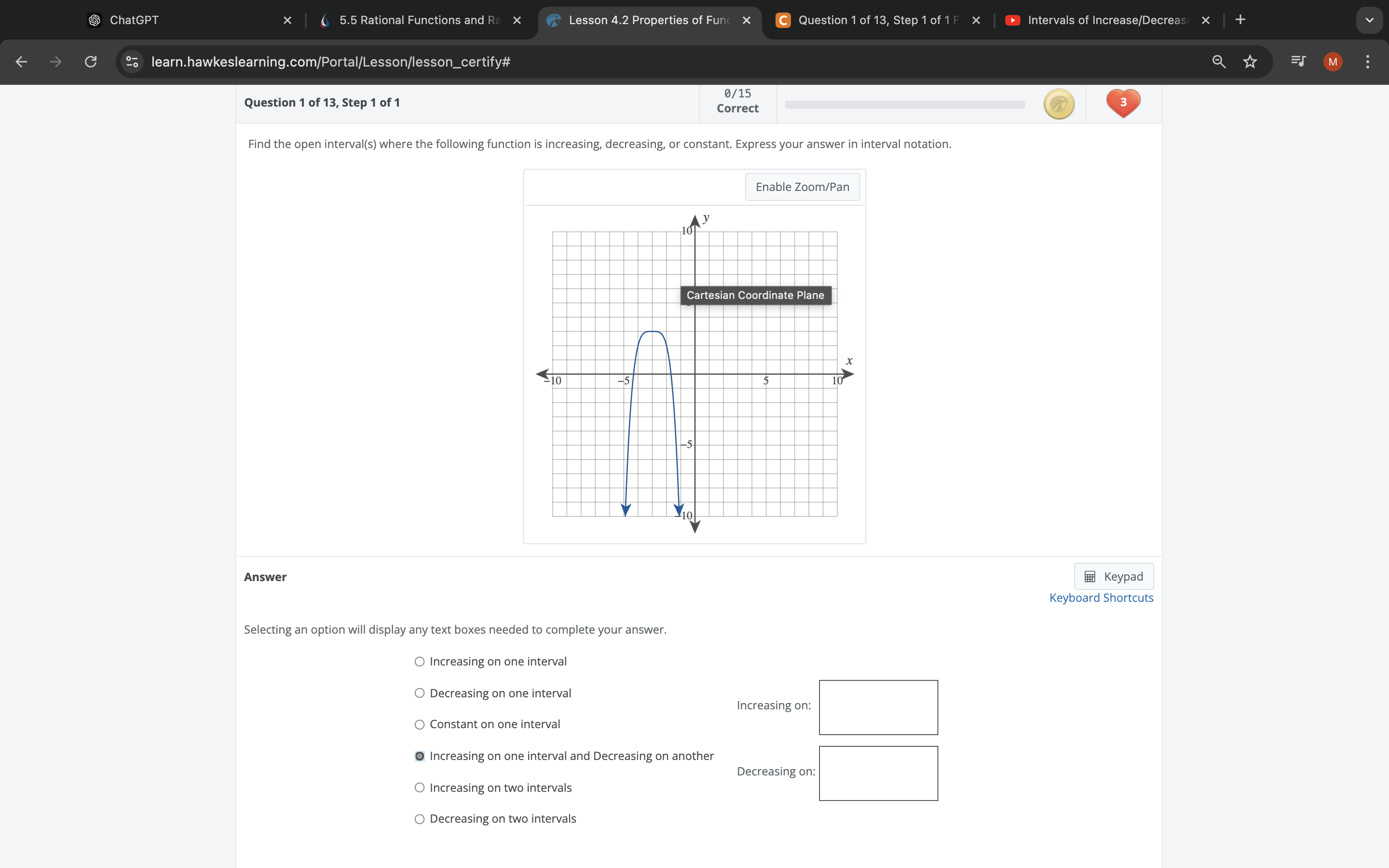 Solved Find the open interval(s) ﻿where the following | Chegg.com