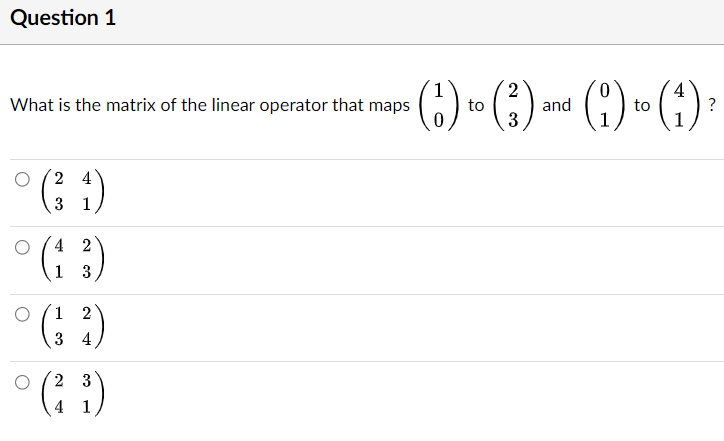 Solved What is the matrix of the linear operator that maps | Chegg.com