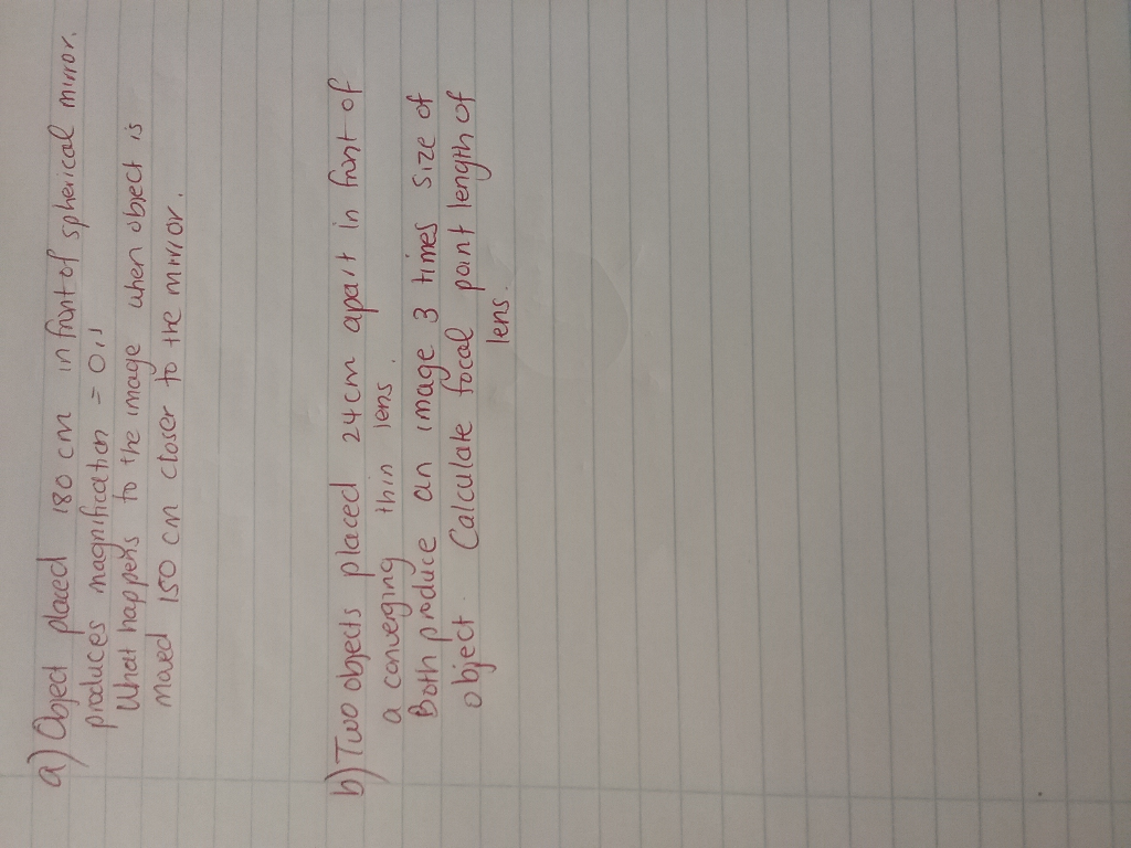 Solved a) Object placed 180 cm in front of spherical maor, | Chegg.com