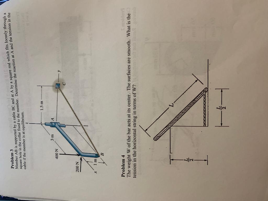 Solved Problem 3 Member AB is supported by a cable BC and at | Chegg.com