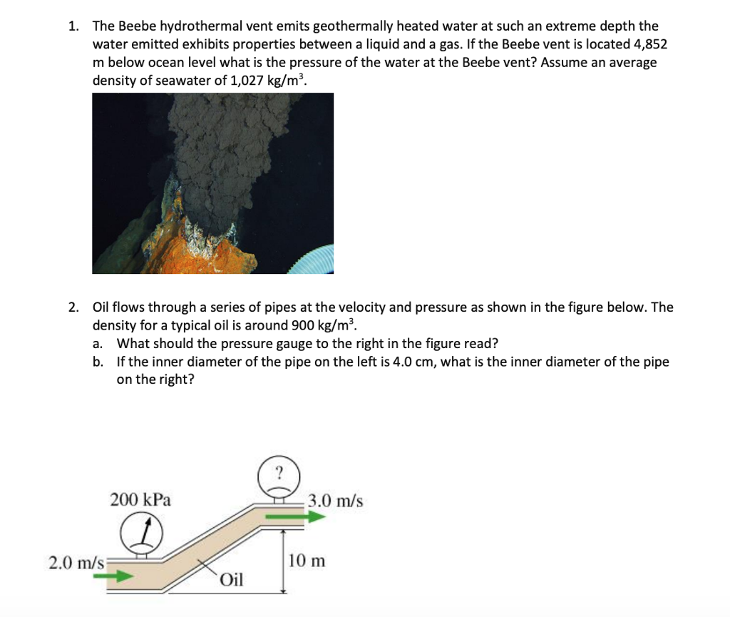 Solved The Beebe hydrothermal vent emits geothermally heated | Chegg.com