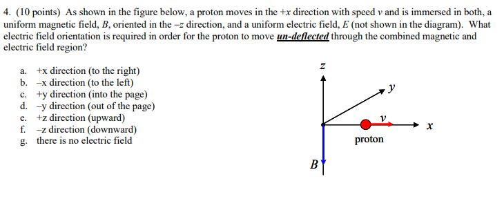 Solved 4. (10 points) As shown in the figure below, a proton | Chegg.com