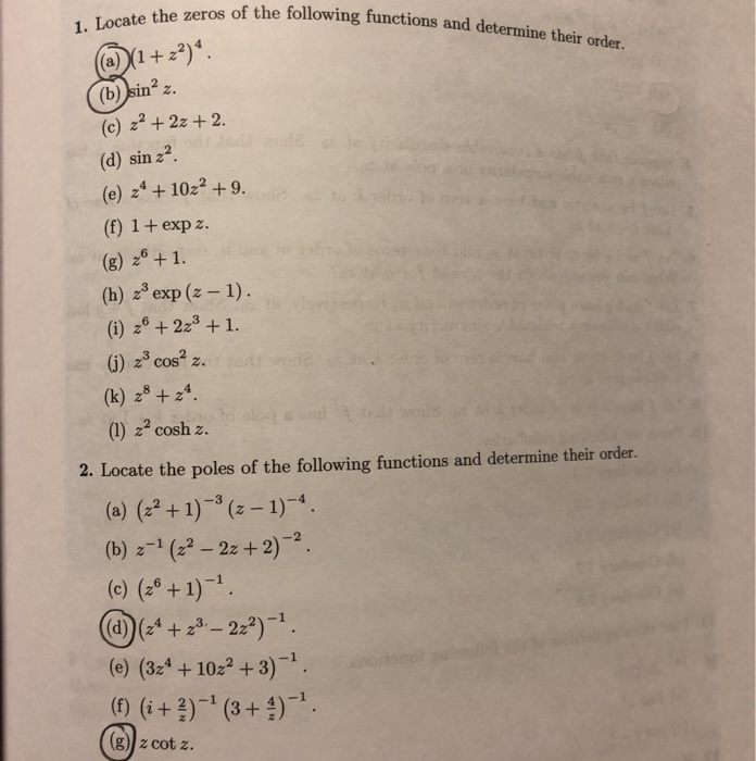 Solved 1. Locate the zeros of the following functions and | Chegg.com