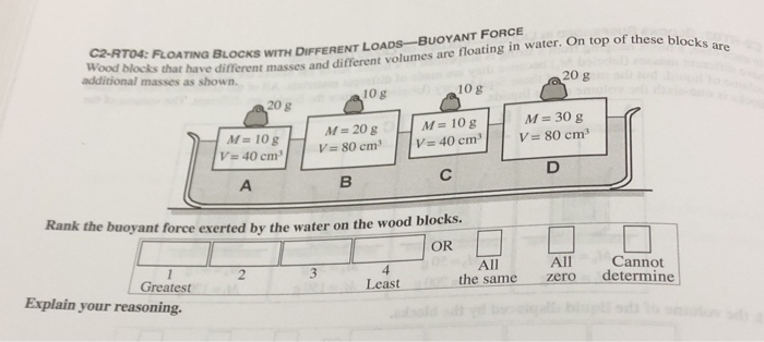 Solved BLOCKS WITH DIFFERENT LOADS-BUOYANT FORCE ve | Chegg.com