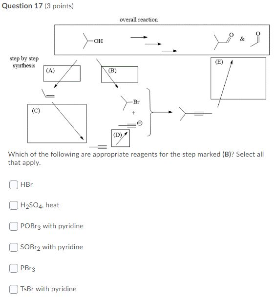 Solved Question 17 (3 points) Overall reaction -OH step by | Chegg.com