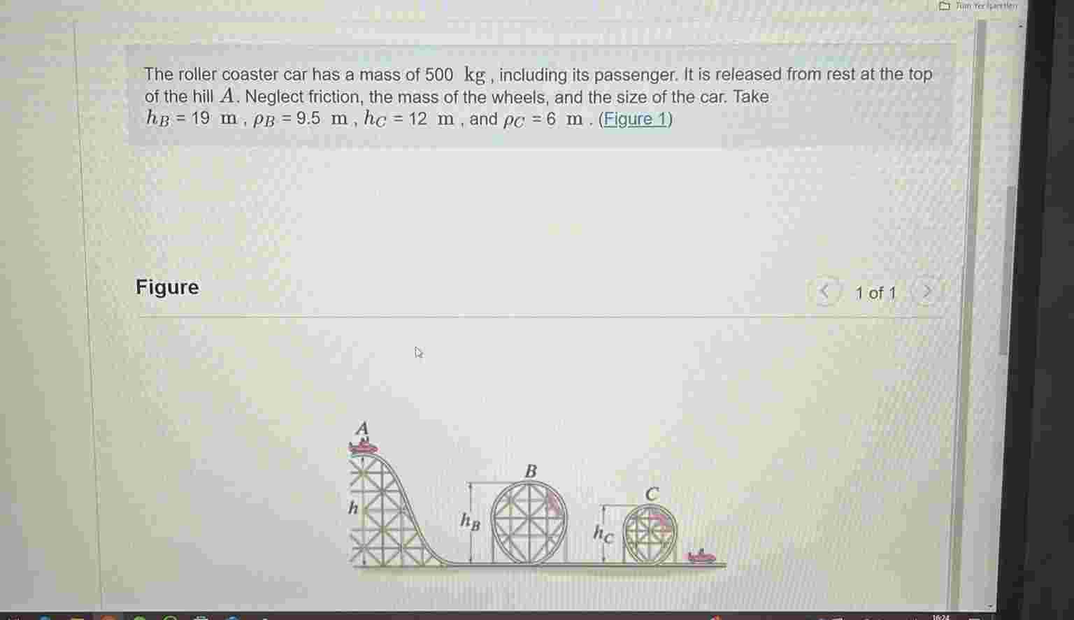 Solved The roller coaster car has a mass of 500 kg , | Chegg.com