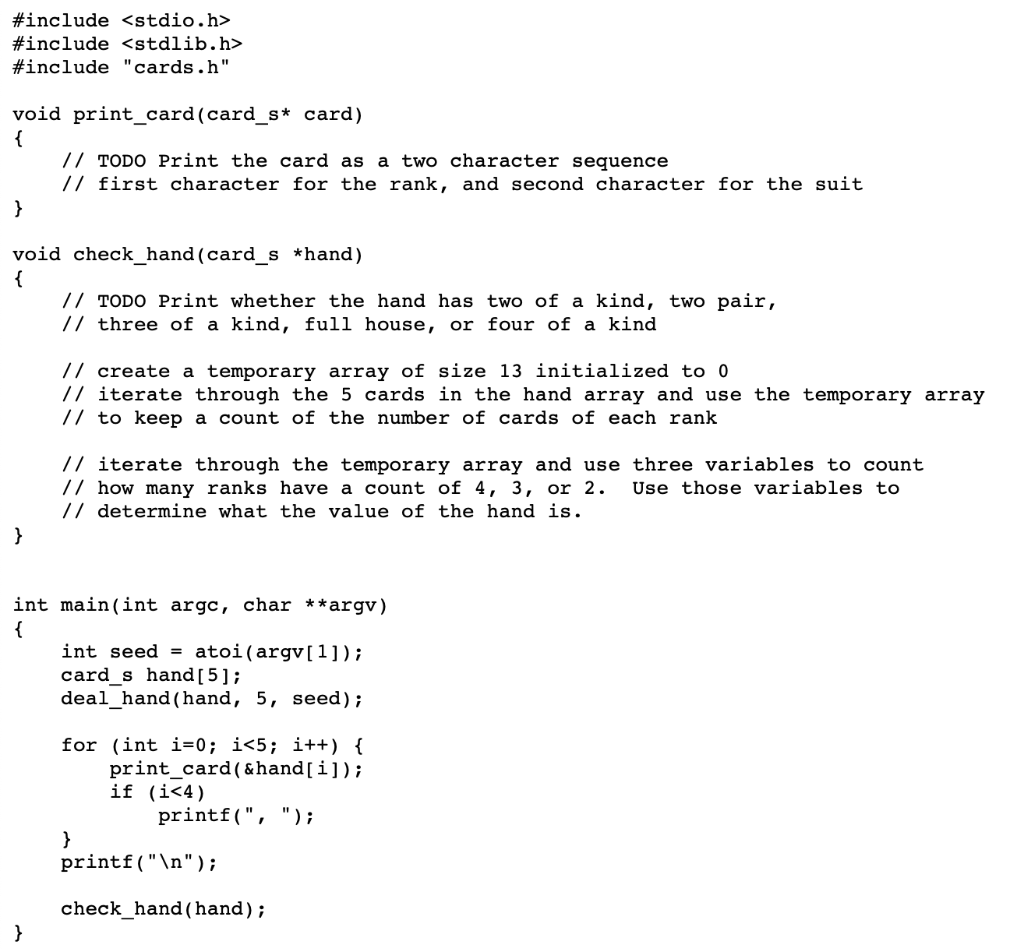 Solved In this homework, you will simulate a poker hand | Chegg.com
