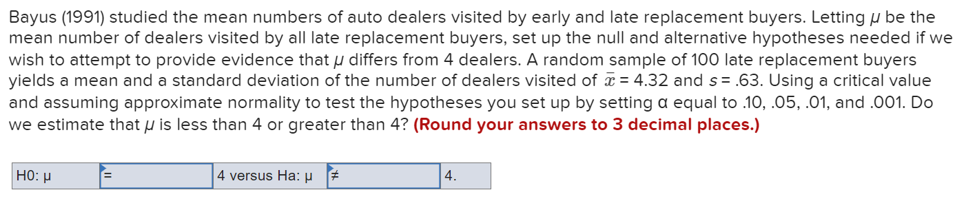 Solved Bayus (1991) studied the mean numbers of auto dealers | Chegg.com