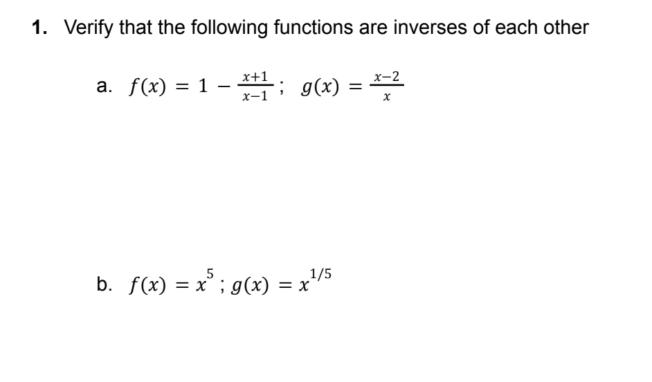 Solved Verify that the following functions are inverses of | Chegg.com