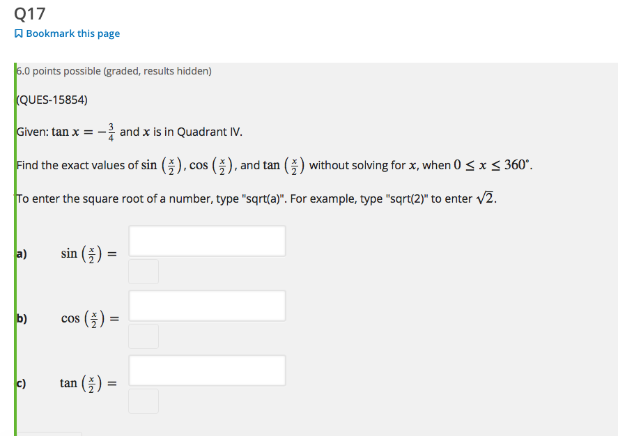 Solved Q17 Bookmark this page 16.0 points possible (graded, | Chegg.com