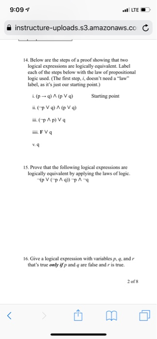 Solved 9:09 v LTEO a instructure-uploads.s3.amazonaws.co C | Chegg.com