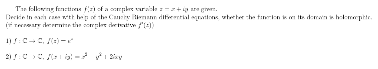 Solved The following functions f(z) of a complex variable | Chegg.com