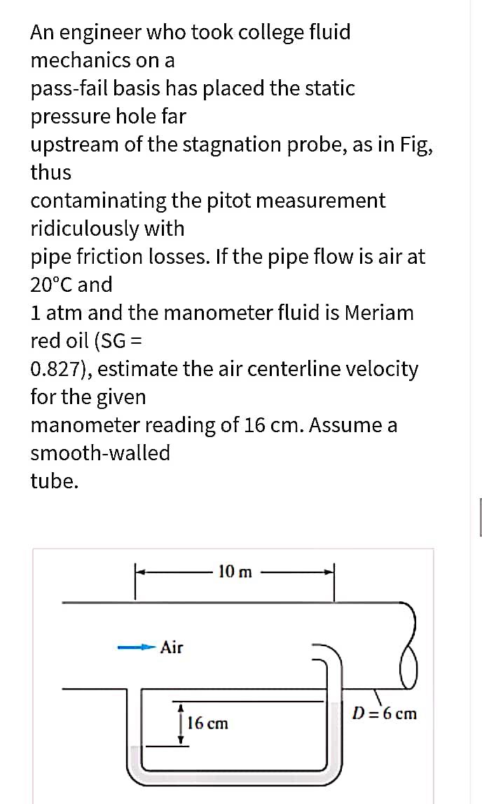 Solved An engineer who took college fluid mechanics on a | Chegg.com