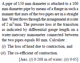 Solved A pipe of 150 mm diameter is attached to a 100 mm | Chegg.com