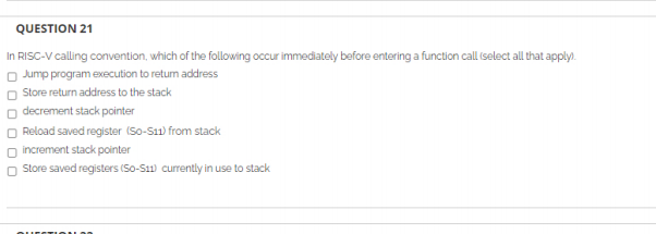 Solved QUESTION 21 In RISC-V calling convention, which of | Chegg.com