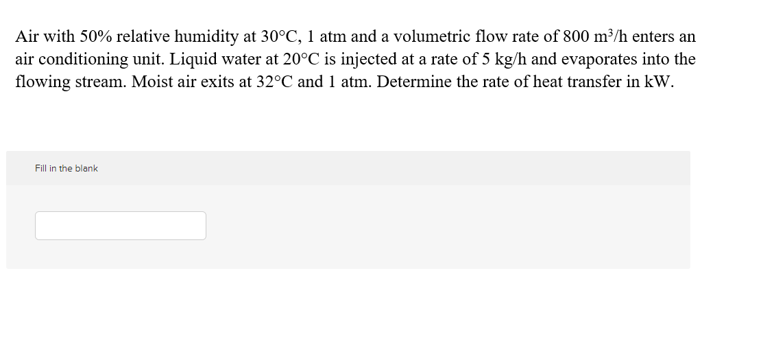 Solved Air with 50% relative humidity at 30°C, 1 atm and a | Chegg.com