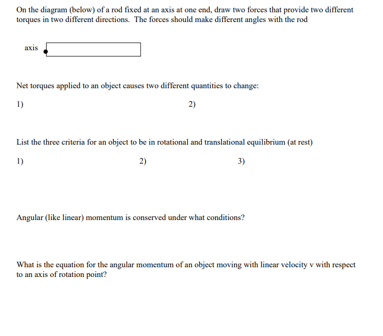 Solved On the diagram (below) of a rod fixed at an axis at | Chegg.com