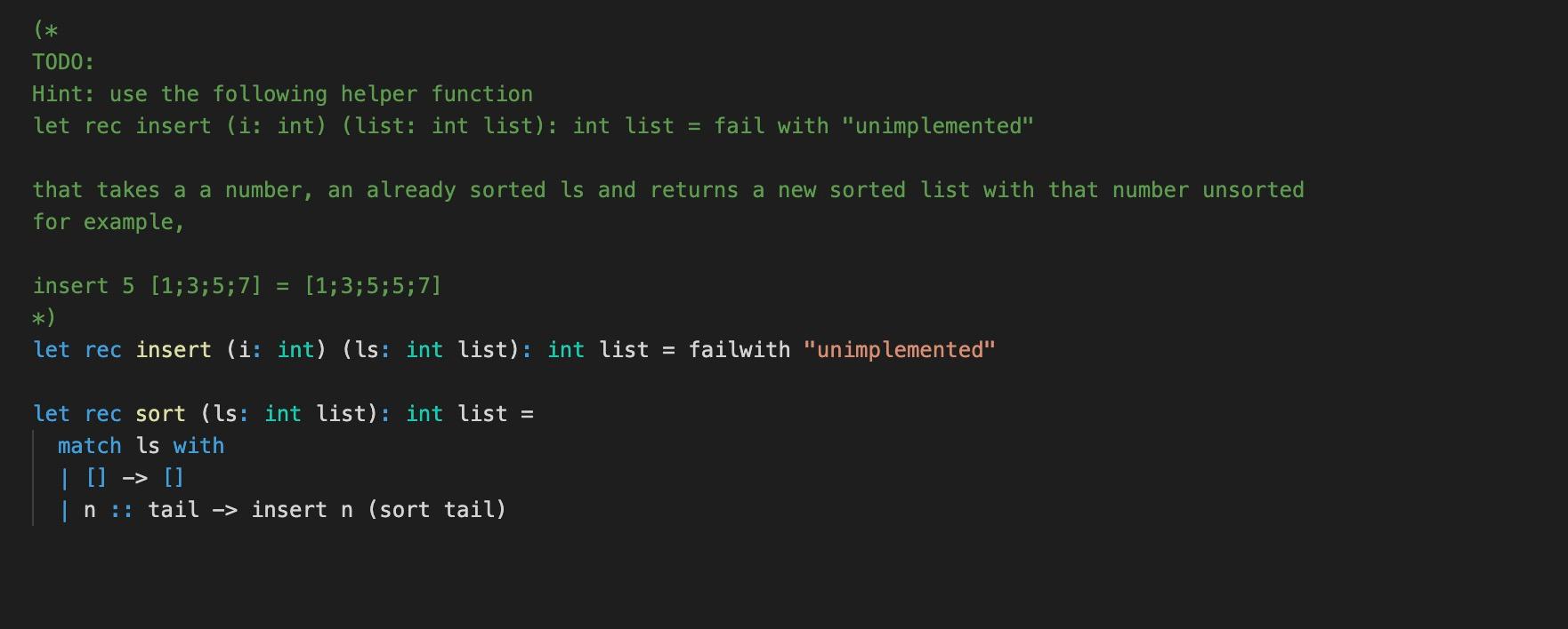 Solved (* TODO: Hint: use the following helper function let | Chegg.com