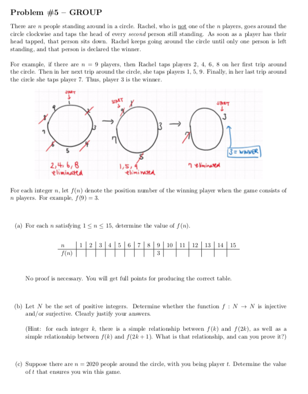 Solved Problem #5 - GROUP There are n people standing around | Chegg.com