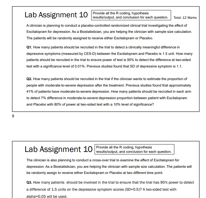 Solved Lab Assignment 10 provide all the R coding, | Chegg.com