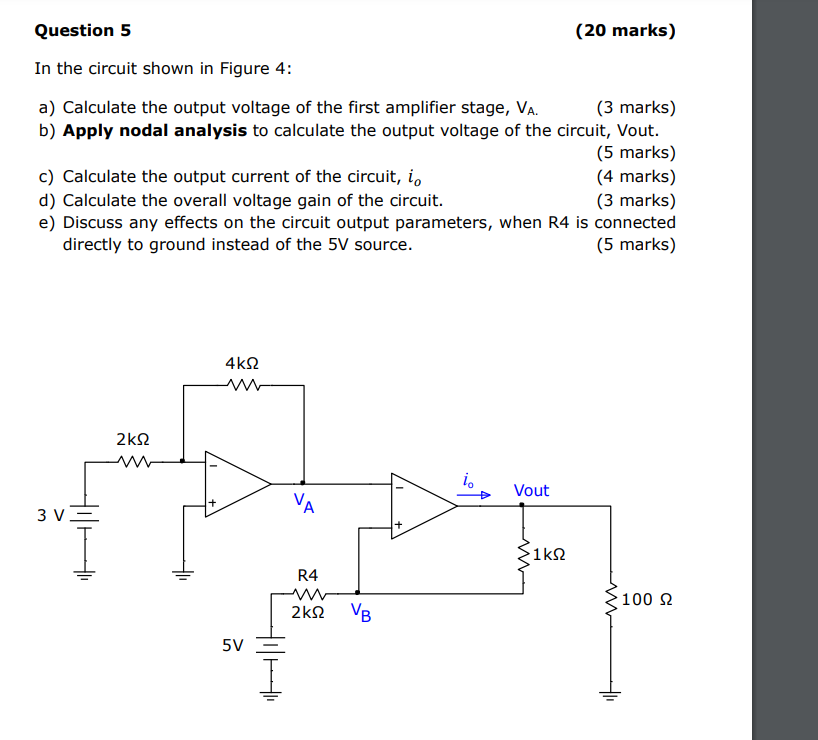 Solved Question 5 (20 marks) In the circuit shown in Figure | Chegg.com