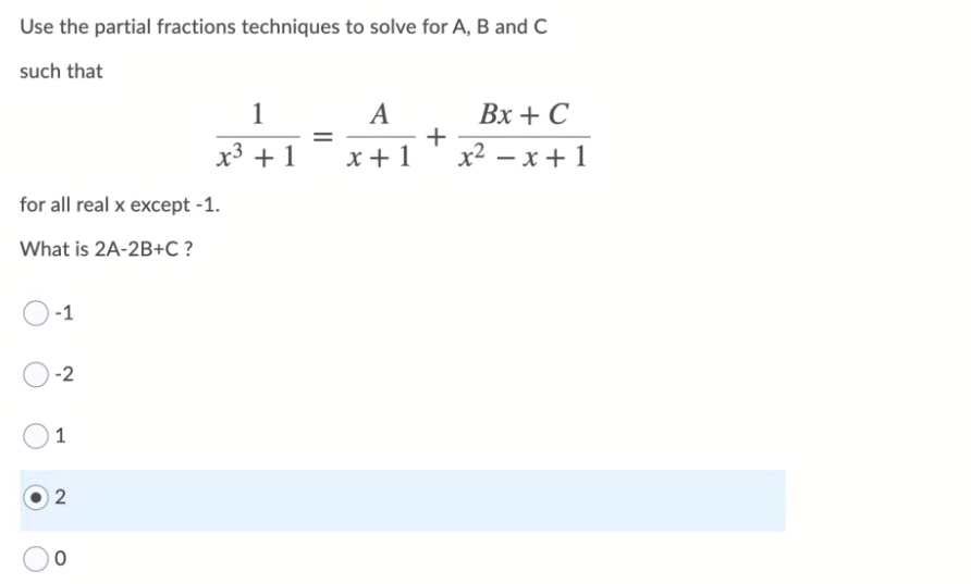 Solved Use the partial fractions techniques to solve for A, | Chegg.com