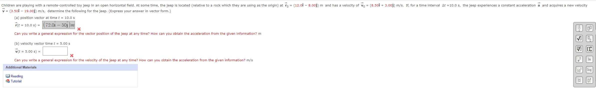 Solved =(3.50i^−19.00j^)m/s, determine the following for the | Chegg.com