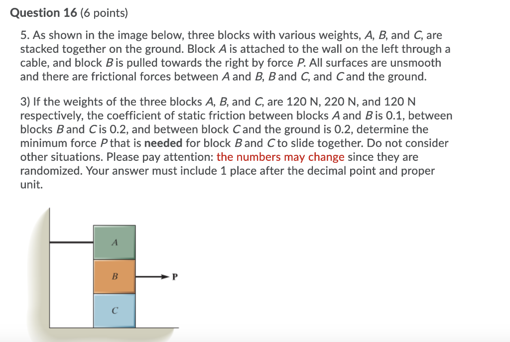 Solved Question 16 (6 points) 5. As shown in the image | Chegg.com