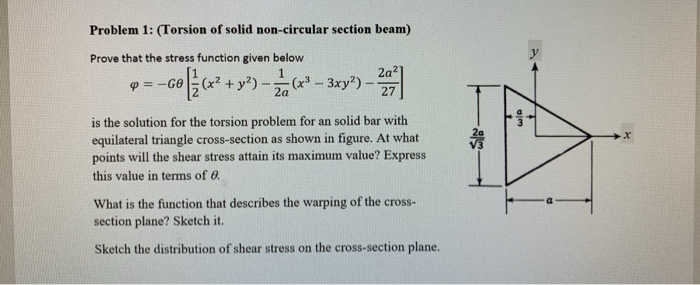 Solved Problem 1: (Torsion of solid non-circular section | Chegg.com