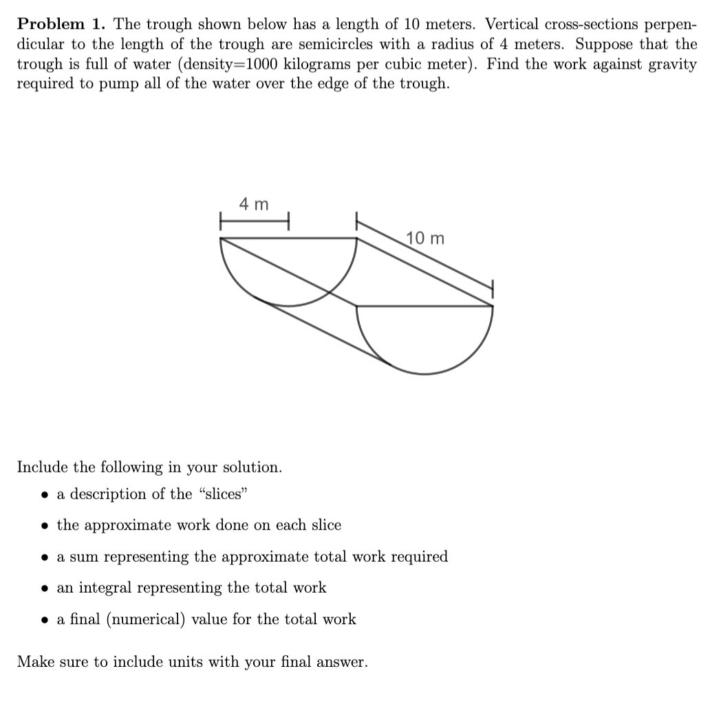 Solved Problem 1. The trough shown below has a length of 10 | Chegg.com
