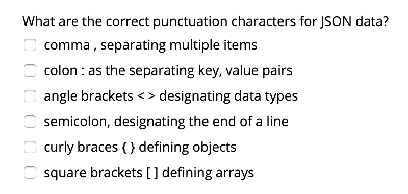 Solved Topic: JSON Please choose the correct answer (or | Chegg.com