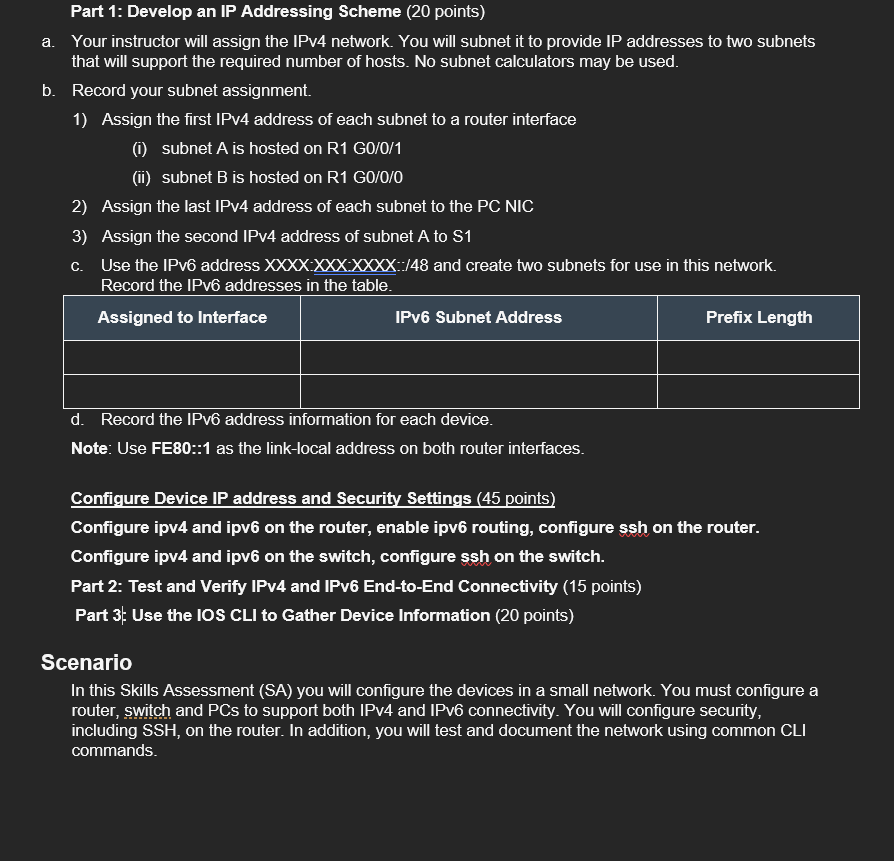 Solved In this Skills Assessment (SA) you will configure the | Chegg.com