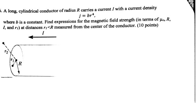 Solved 5. A long, cylindrical conductor of radius R carries | Chegg.com