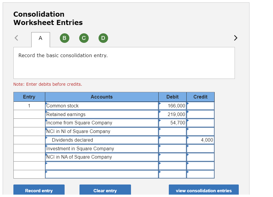 \r\n\r\nConsolidation Worksheet Entries Record the | Chegg.com