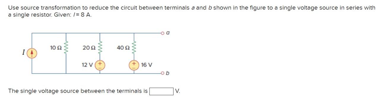 Solved Use source transformation to reduce the circuit | Chegg.com