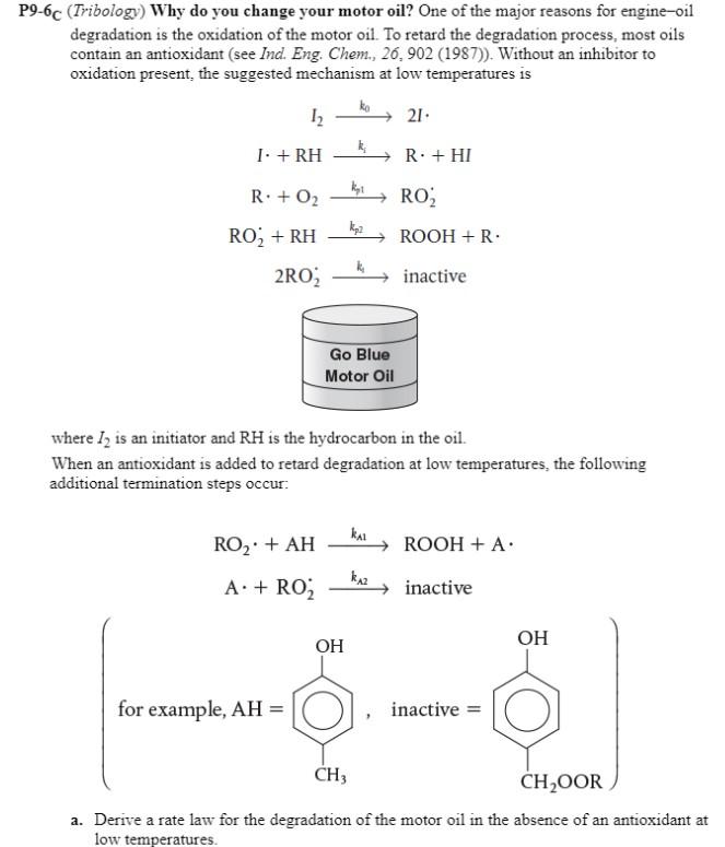 Solved P9-6 C (Tribology) Why do you change your motor oil? | Chegg.com