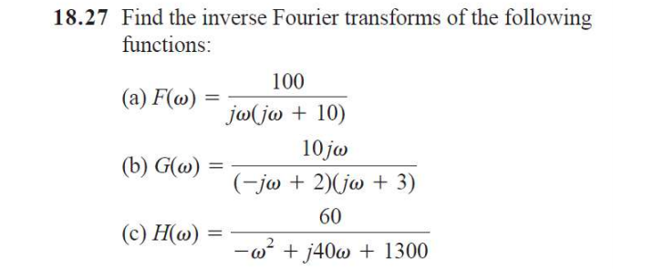 Solved 18.27 Find the inverse Fourier transforms of the | Chegg.com