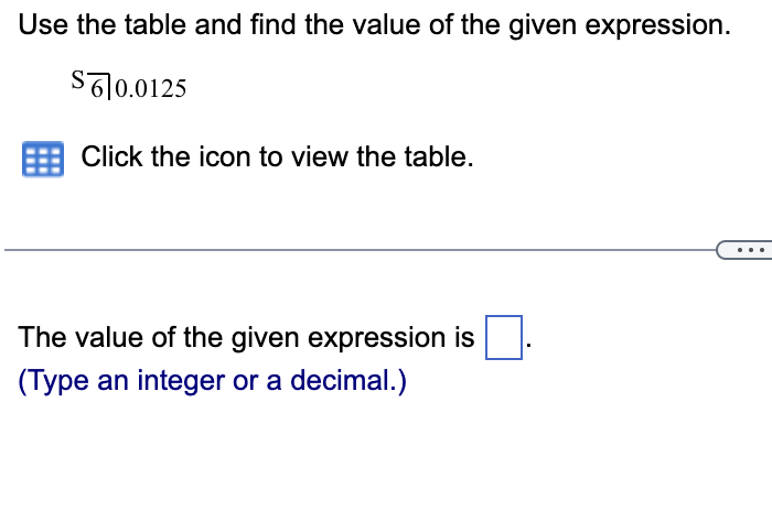 Solved Use the table and find the value of the given | Chegg.com