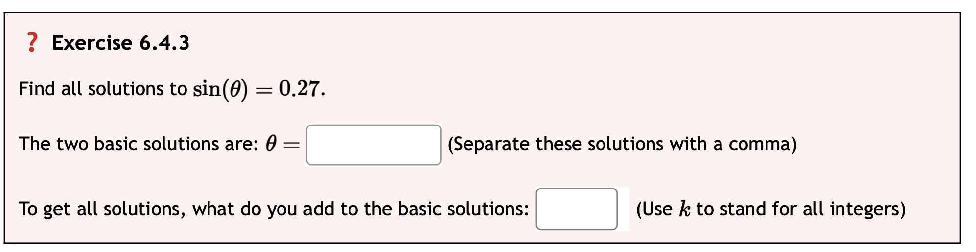 Solved ? ﻿Exercise 6.4.3Find all solutions to | Chegg.com