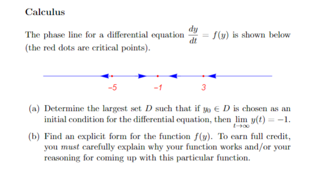 Solved Calculus The phase line for a differential equation | Chegg.com