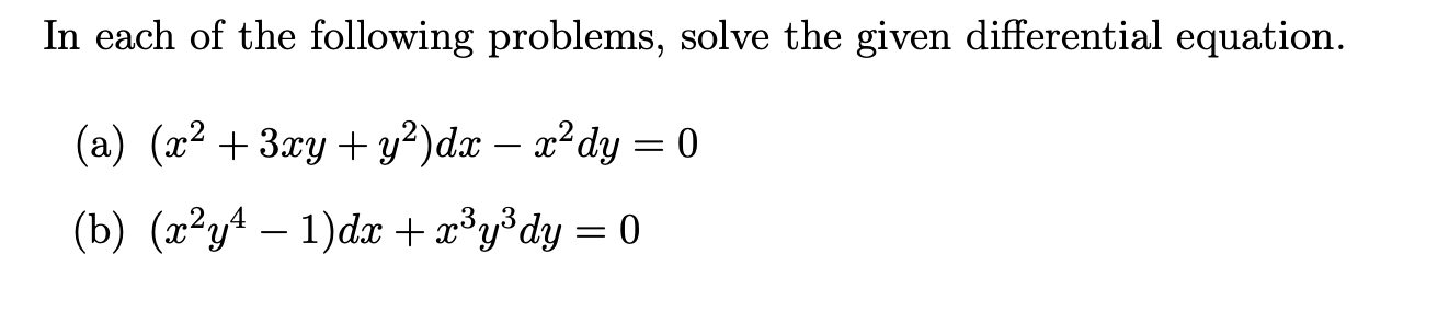 Solved In each of the following problems, solve the given | Chegg.com